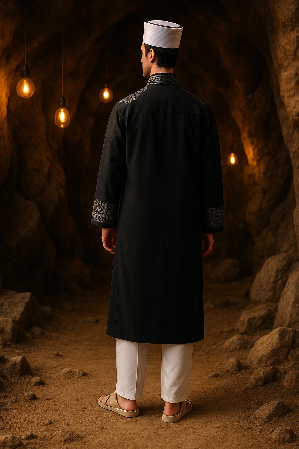 Luxury Black Imam Robe – Traditional Islamic Men’s Thobe With Elegant ...