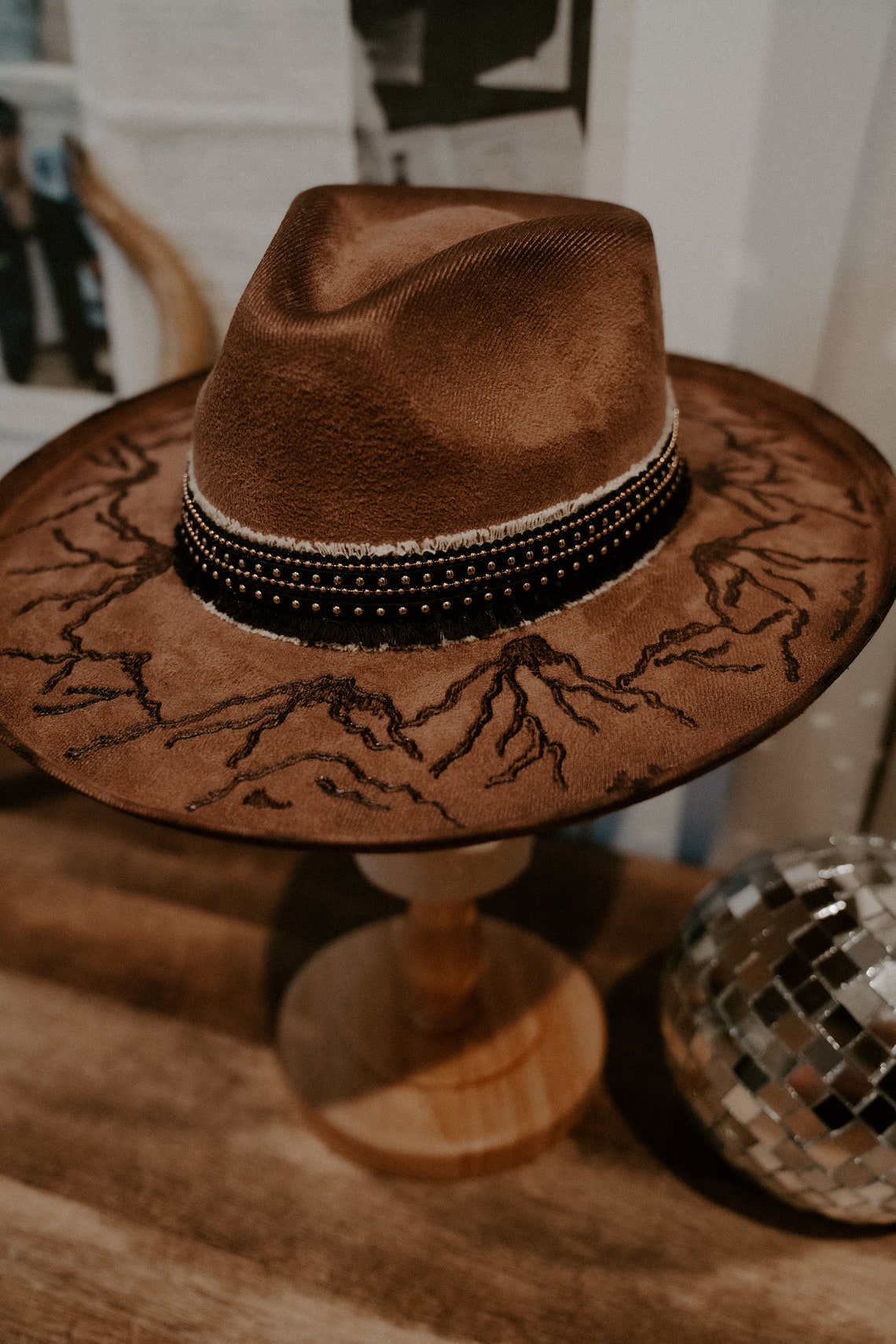 Hand Burnt Wide Brim Fedora Western Hats Custom One of a Kind denver - Etsy