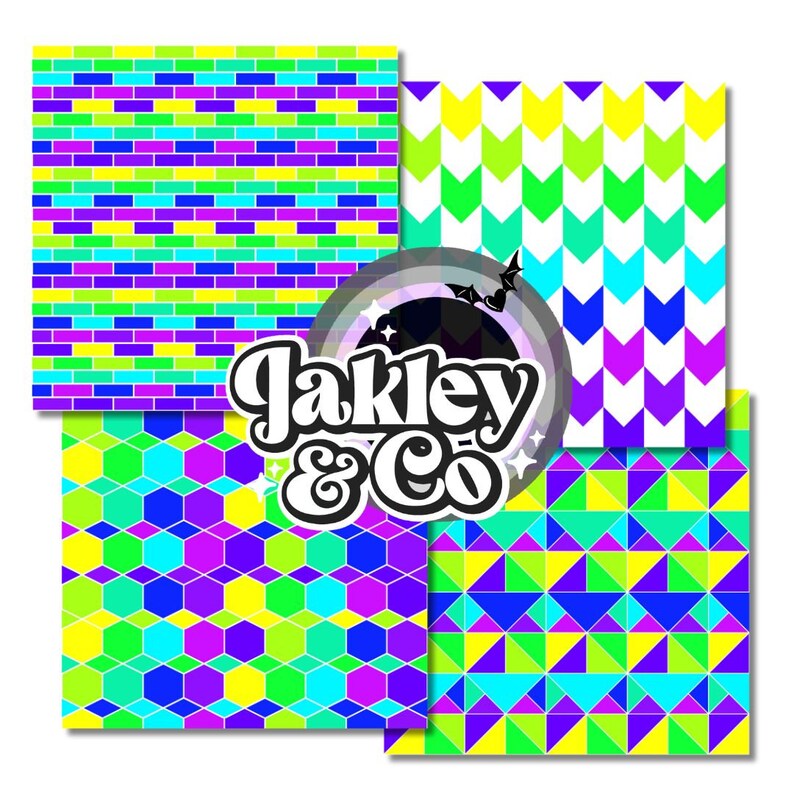 NEON DIGITAL PAPER Neon Colours Digital Paper Pack Neon Patterns 20 X ...