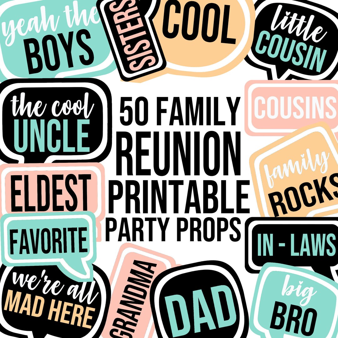 FAMILY PARTY PROPS Family Reunion Party Props Printable Family Props 50 ...