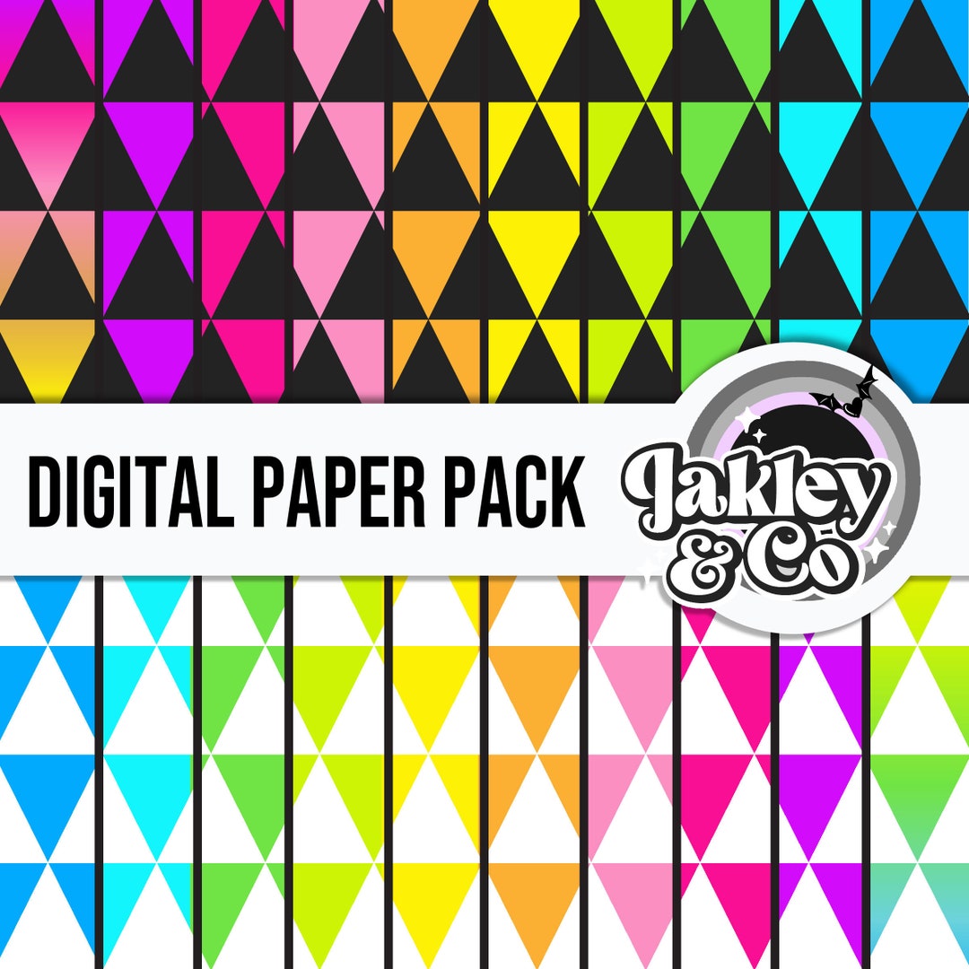 NEON DIGITAL PAPER Neon Colours Digital Paper Pack Neon Triangle ...