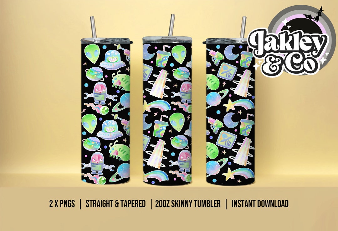 ALIEN SKINNY TUMBLER Alien Madness, Pastel Aliens, Watercolour Aliens ...