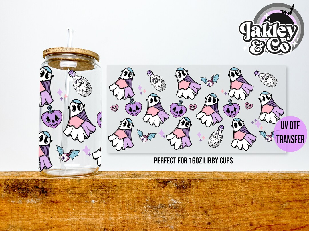 UV DTF Wrap Decal Sticker 16oz Libby Cup Wrap Patchwork Ghosts, Skulls ...