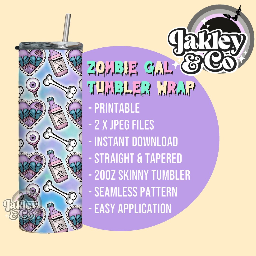 ZOMBIE TUMBLER WRAP 20oz Tumbler Design, Instant Download Zombie ...