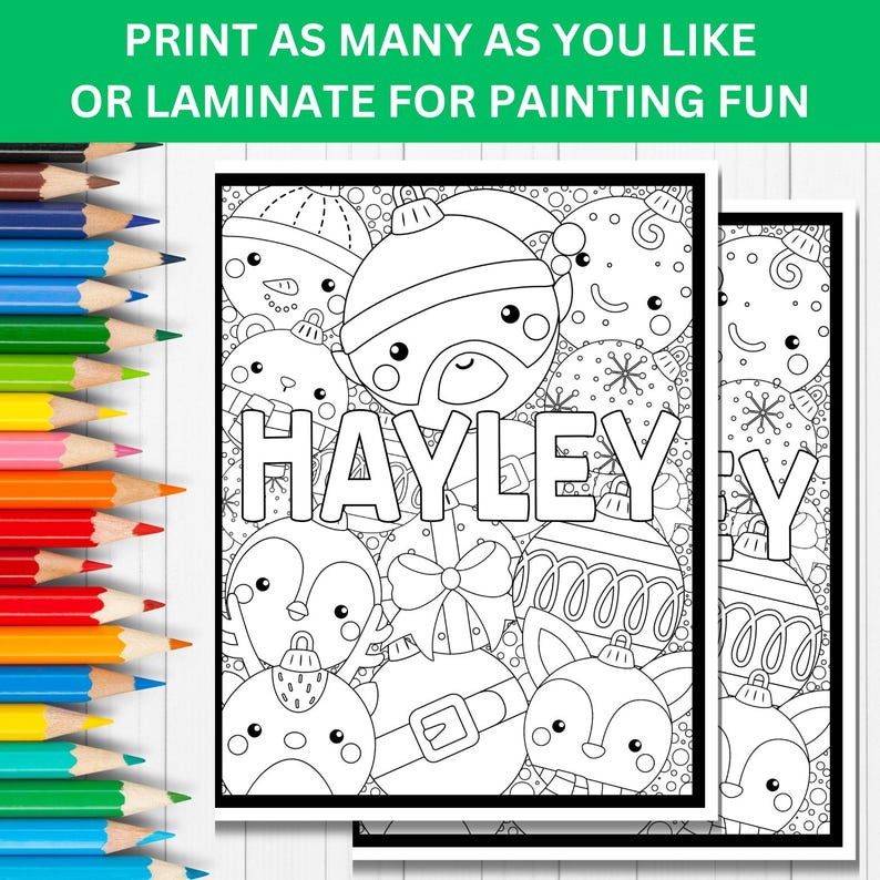Custom Name Colouring Sheet Christmas Baubles Theme Colouring Sheet ...