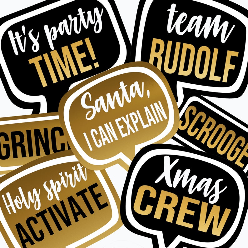 PRINTABLE PARTY PROPS Christmas Party Props Photo Booth Props Printable ...