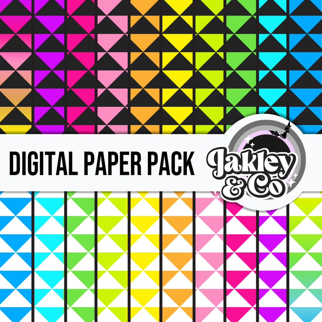 NEON DIGITAL PAPER Neon Colours Digital Paper Pack Neon Triangle ...