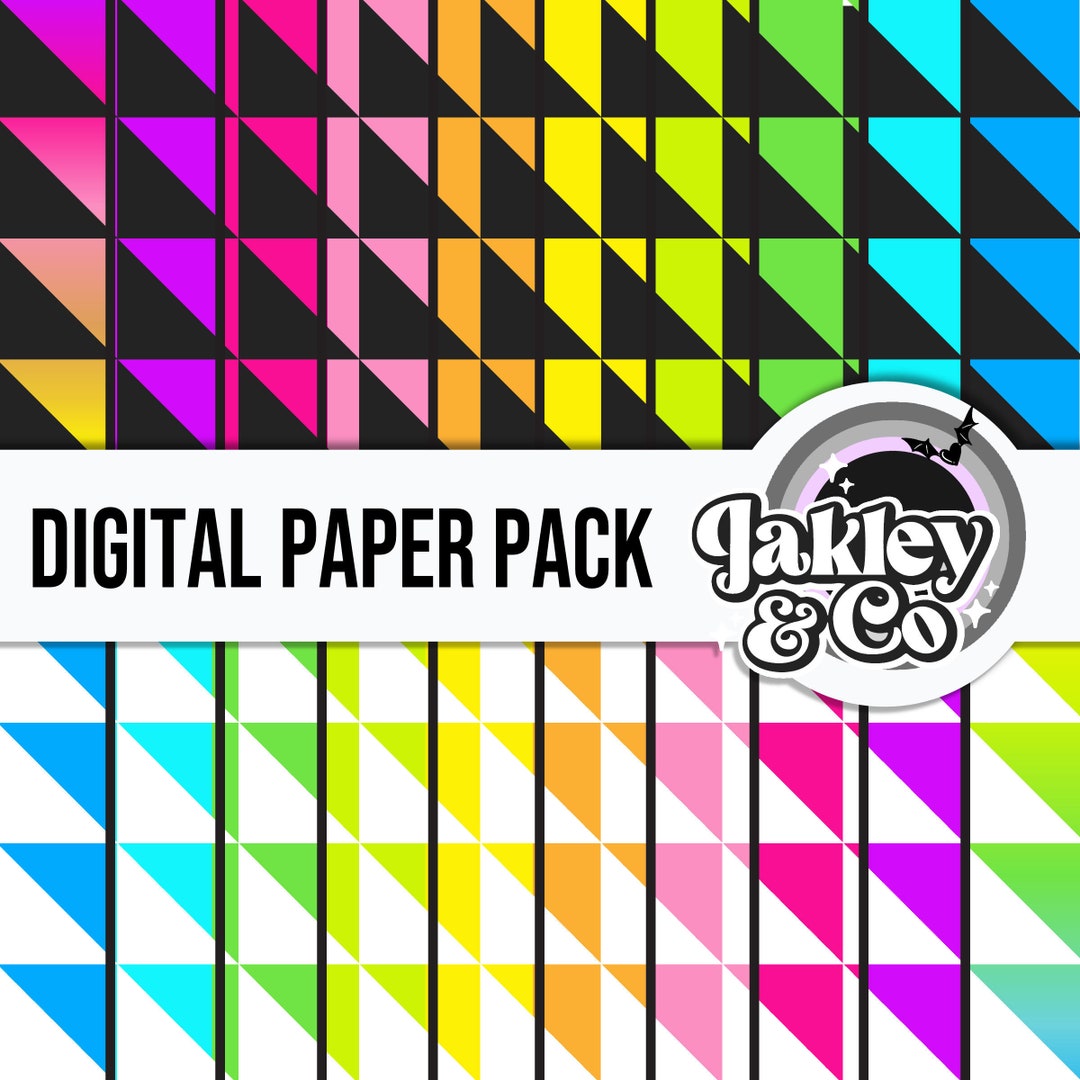 NEON DIGITAL PAPER Neon Colours Digital Paper Pack Neon Triangle ...