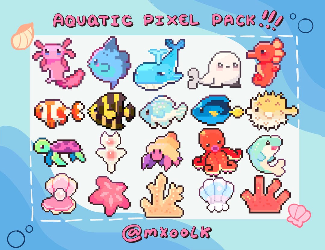 Ocean Pixel Art Pack -- Twitch Badges, Video Game Assets, Streaming ...