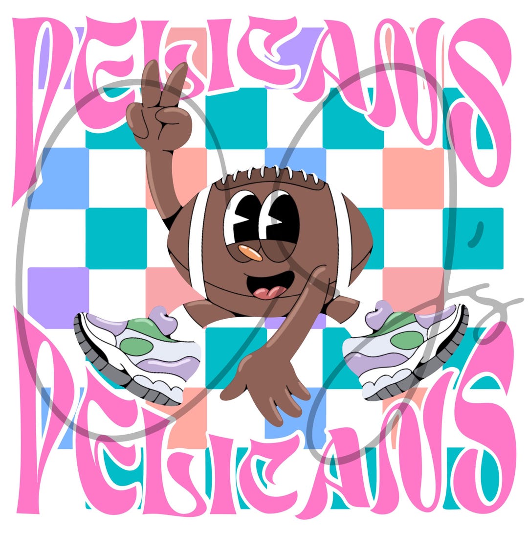 Retro Pelicans SVG, Pink Football Team Design, Checkered Pelicans PNG ...