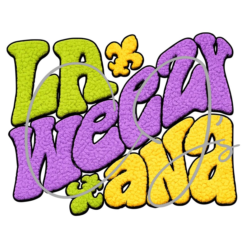 La Weezy Ana Retro Chenille Style SVG, Louisiana Mardi Gras Knit Text ...