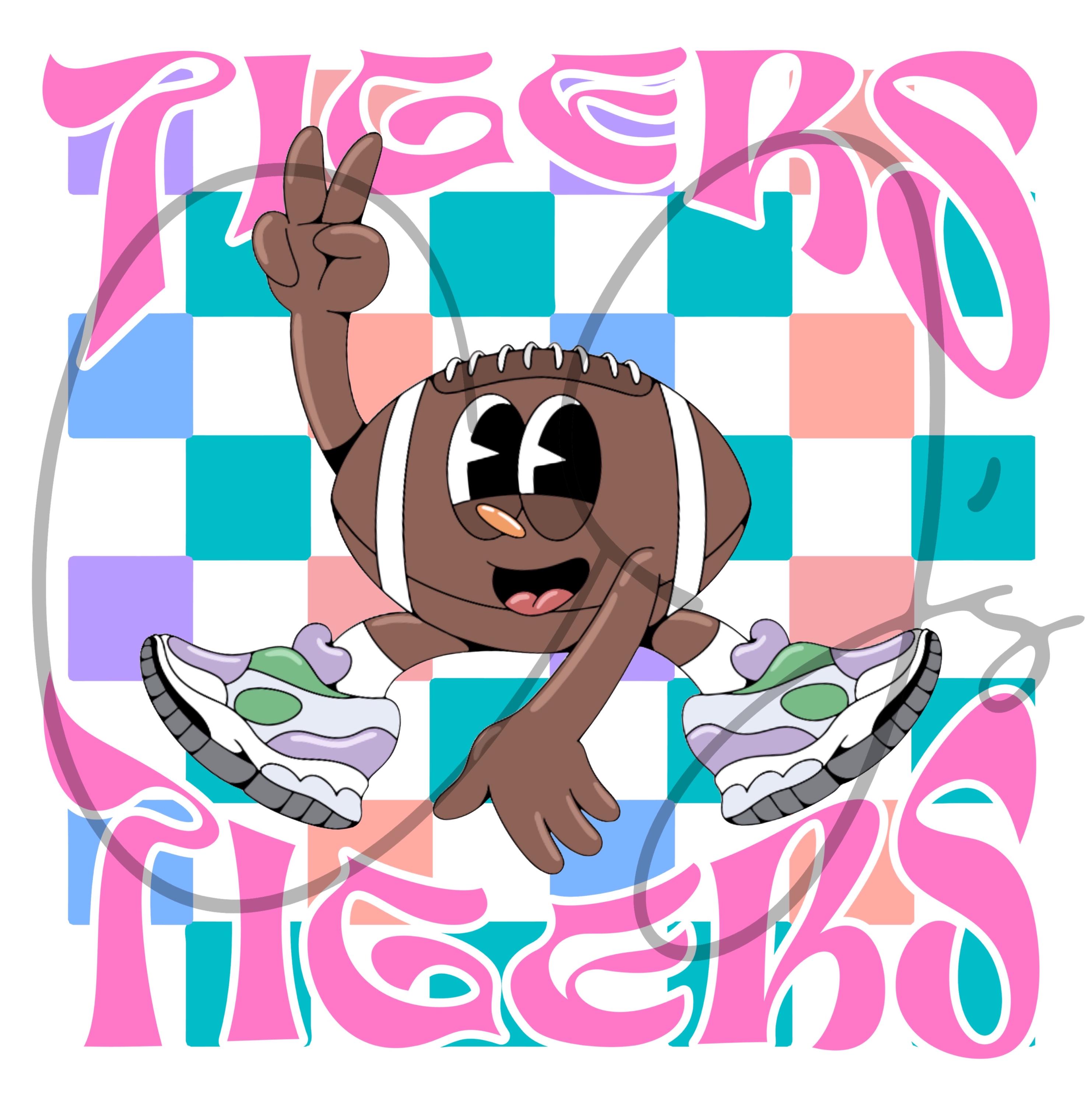 Retro Tigers SVG, Pink Football Team Design, Checkered Tigers PNG ...