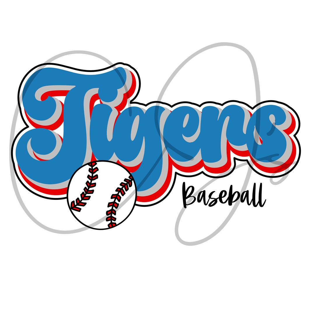 Tigers Baseball SVG, Red and Blue Baseball Design, Retro Style Tigers ...