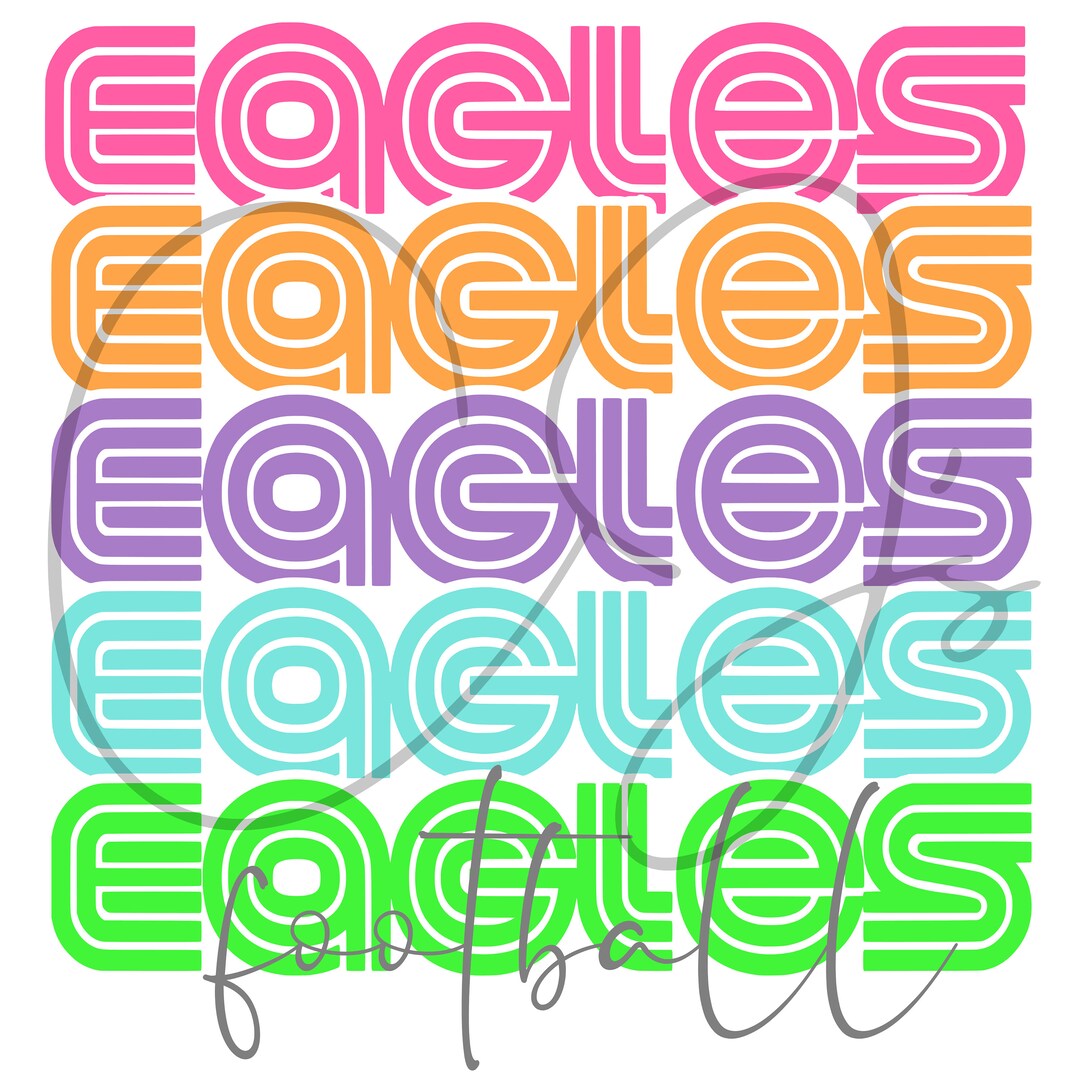 Neon Eagles Baseball SVG, Neon Football Team Design, Colorful Stacked ...