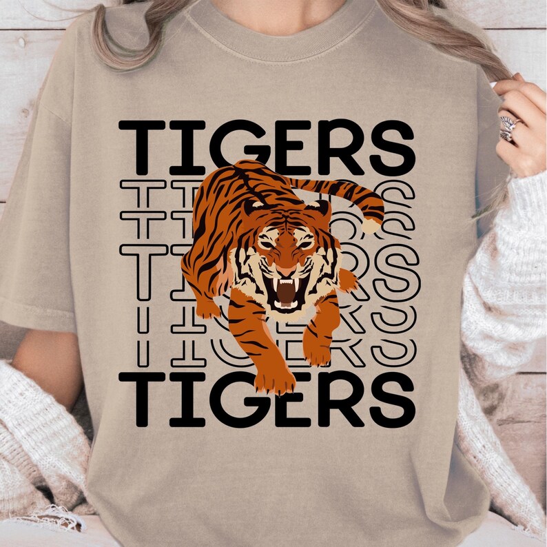 Roaring Tiger SVG, Stacked Tigers PNG, Modern Tigers Mascot Sublimation ...