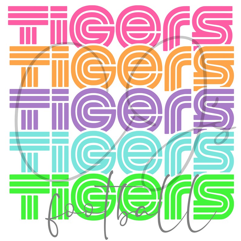 Neon Tigers Baseball SVG, Neon Football Team Design, Colorful Stacked ...