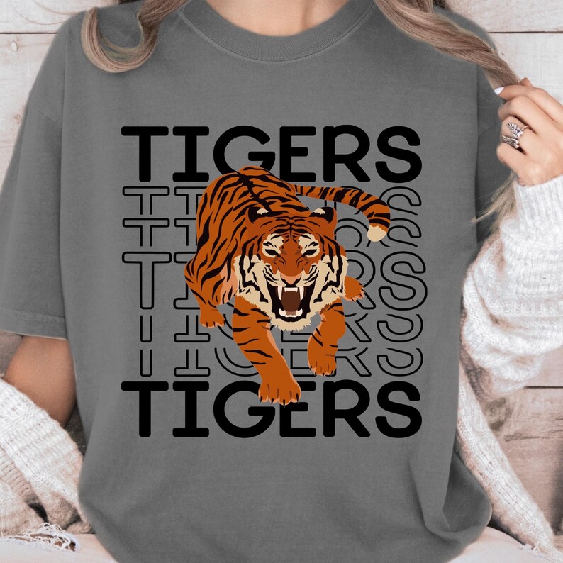 Roaring Tiger SVG, Stacked Tigers PNG, Modern Tigers Mascot Sublimation ...
