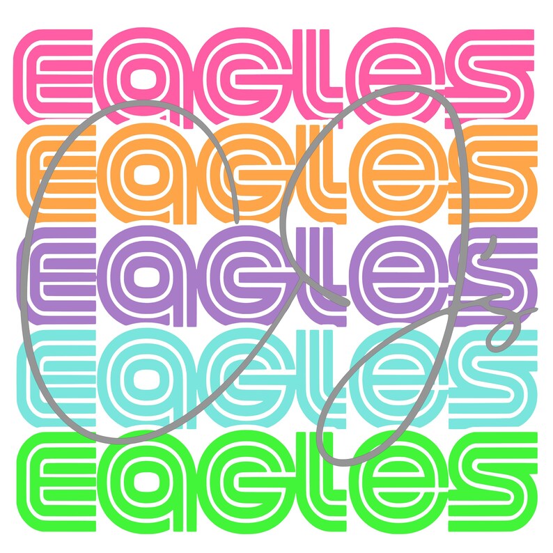 Neon Eagles SVG, Bright Retro Team Design, Colorful Stacked Eagles PNG ...