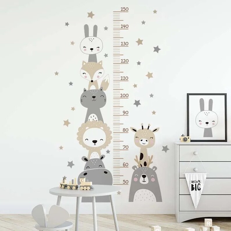 Baby Animal Growth Chart Height Chart Kids Room Decal - Etsy