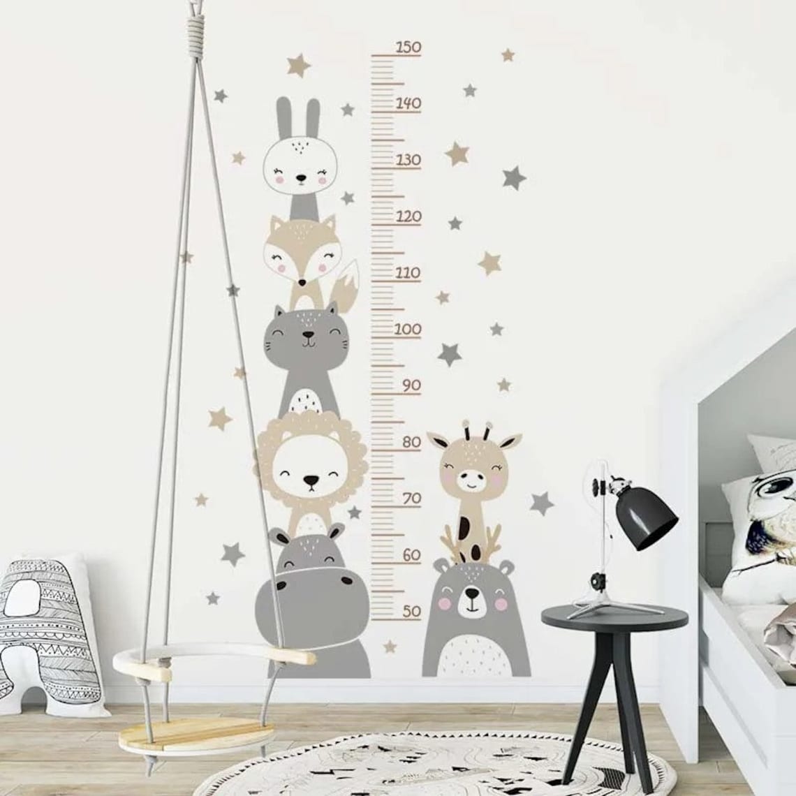 Baby Animal Growth Chart Height Chart Kids Room Decal - Etsy