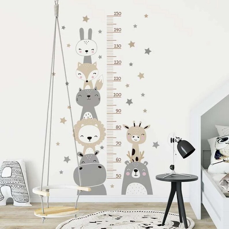 Baby Animal Growth Chart Height Chart Kids Room Decal - Etsy