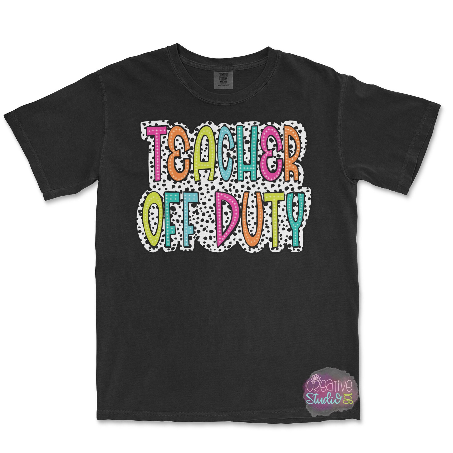 Teacher off Duty PNG, Bright Doodle, Dalmatian Dots, Digital File, DTF ...