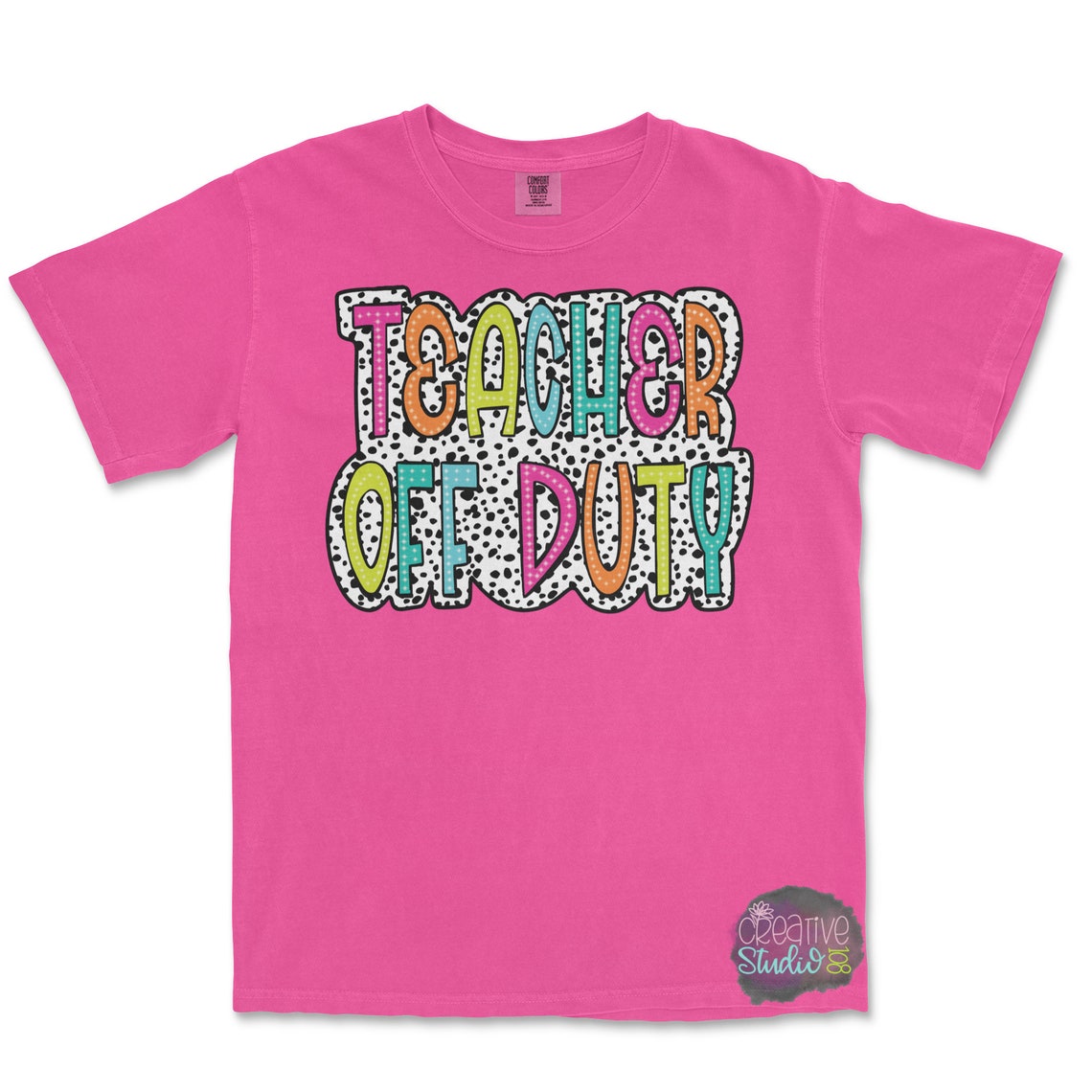 Teacher off Duty PNG, Bright Doodle, Dalmatian Dots, Digital File, DTF ...