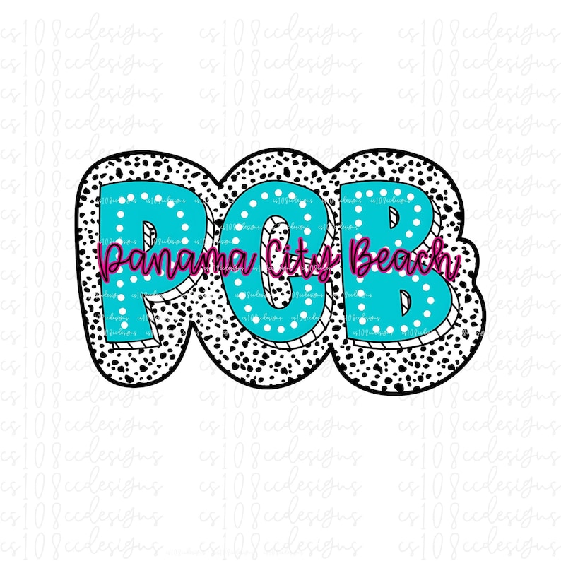 PCB PNG, Panama City Beach, Bright Doodle, Dalmatian Dots, Digital File ...