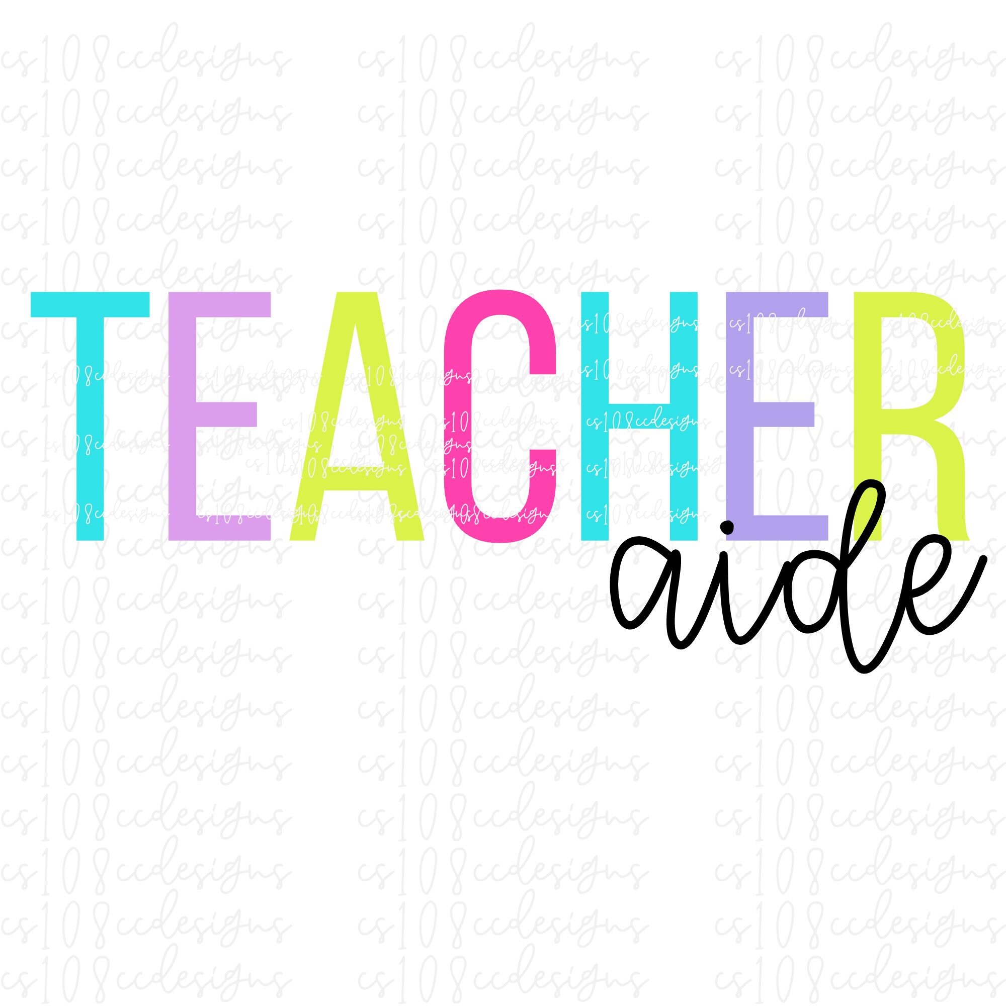 Teacher Aide PNG, Teacher Assistant PNG, Bright Colors, Digital File ...