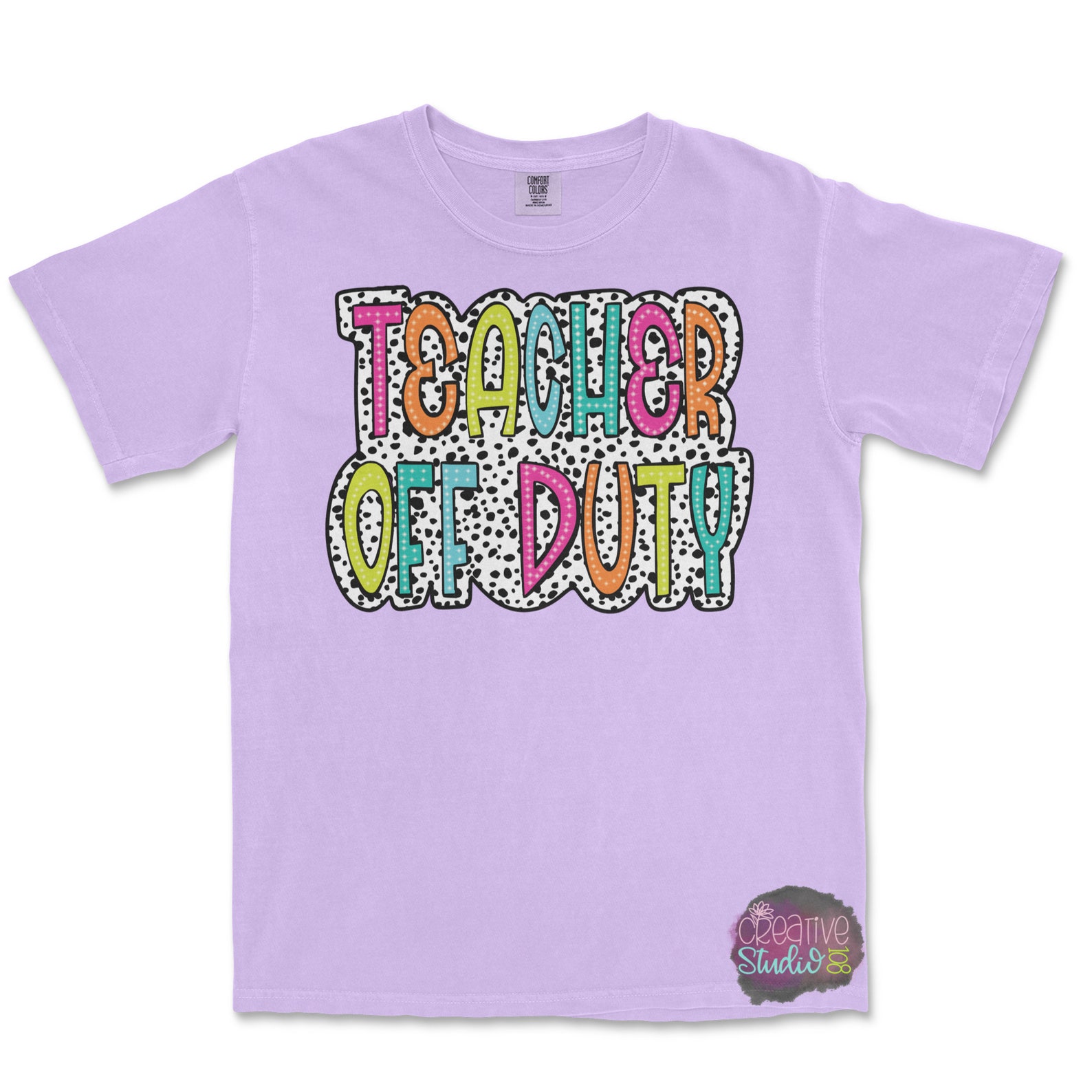 Teacher off Duty PNG, Bright Doodle, Dalmatian Dots, Digital File, DTF ...