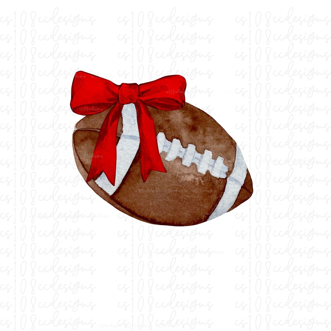 Red Bow Football PNG, Watercolor Football PNG, Watercolor Bow PNG ...