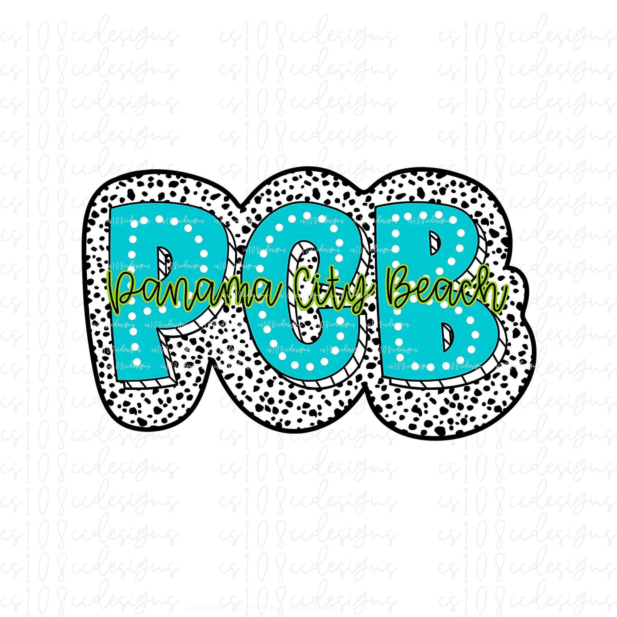 PCB PNG, Panama City Beach PNG, Bright Doodle, Dalmatian Dots, Dtf ...