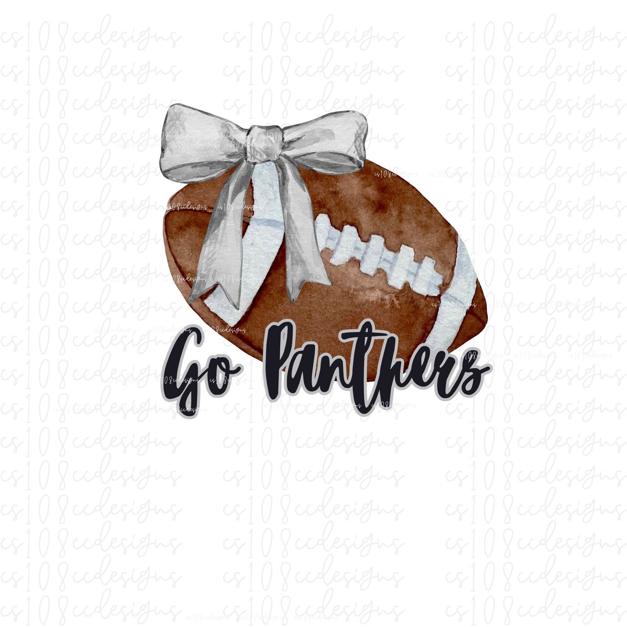 Go Panthers Football PNG, Watercolor Bow PNG, Panthers Football ...