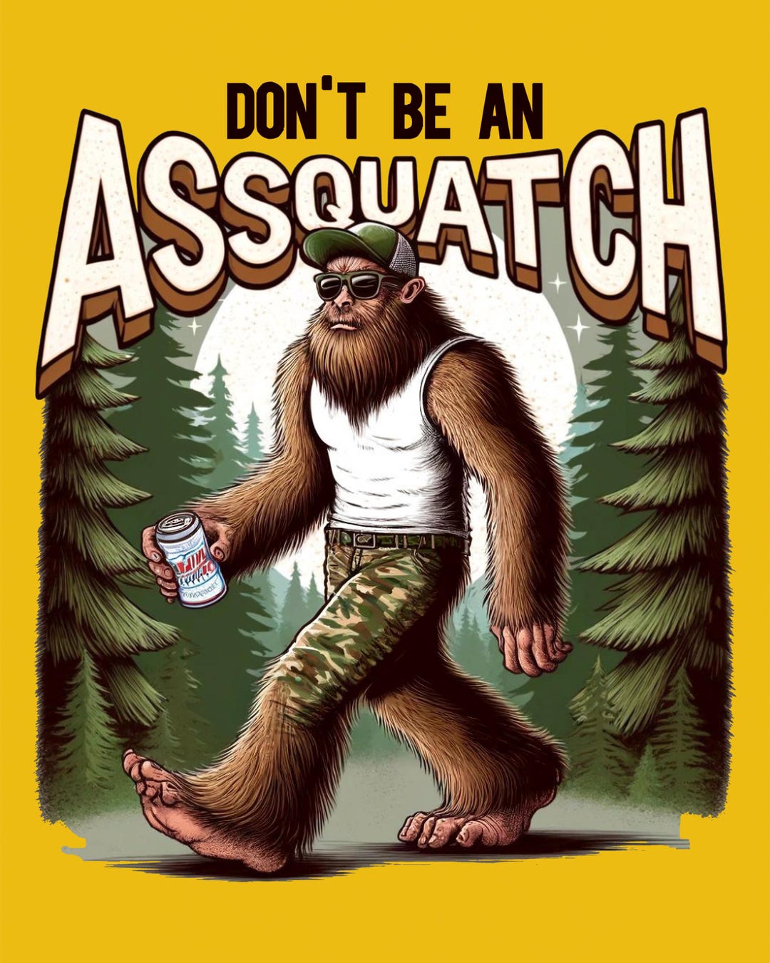 Comic Sasquatch Bigfoot Art Print Colorado Home Decor - Etsy