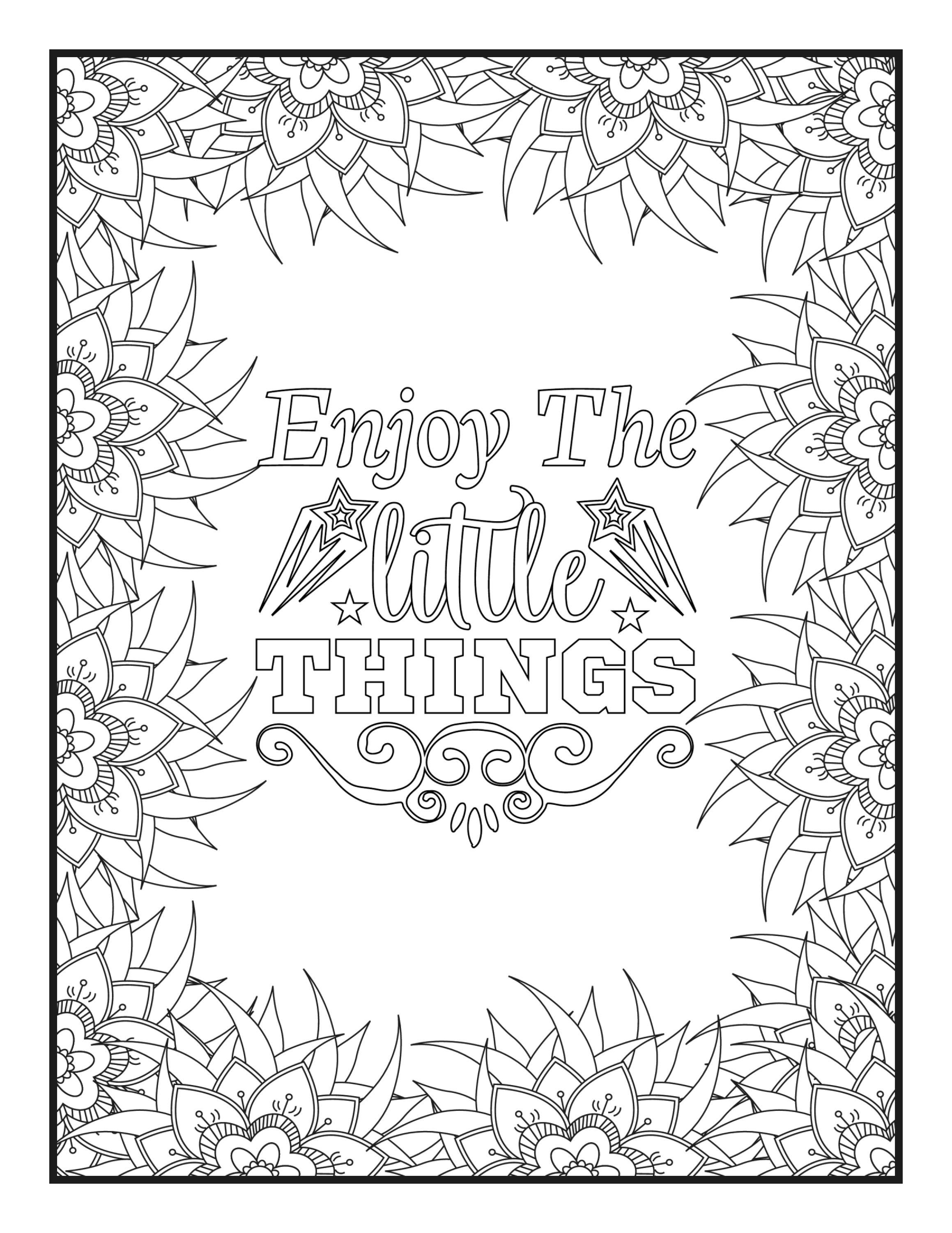 Motivational Quotes Coloring Book Art Activity for Adults and Children ...