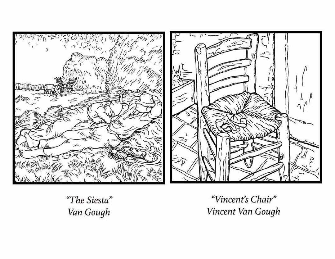 Famous Artists Coloring Book Pages Featuring Da Vinci, Van Gough, Monet ...