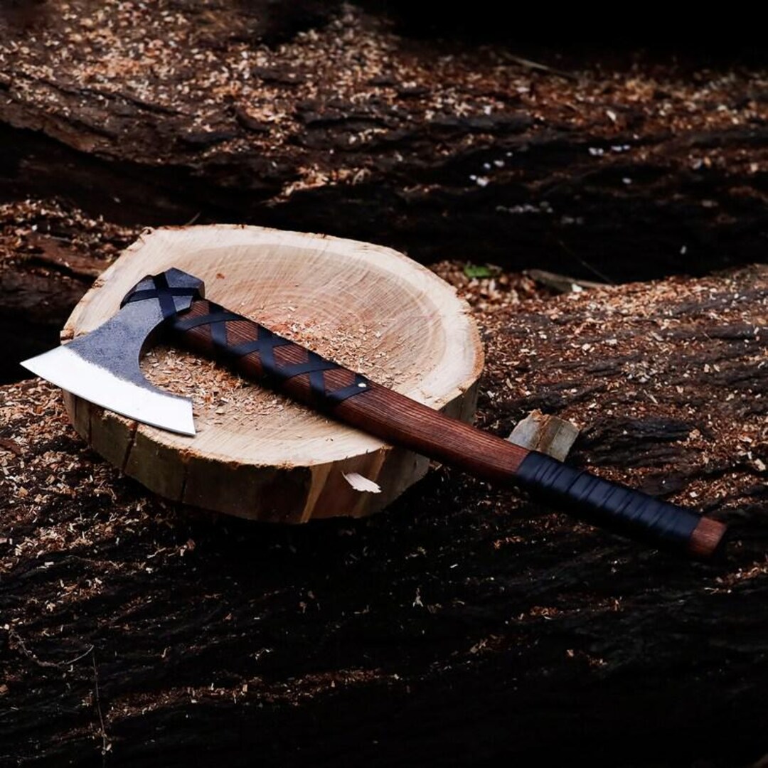 Handcrafted Forged Ragnar Viking Axe With Free Leather Shaft. Christmas ...