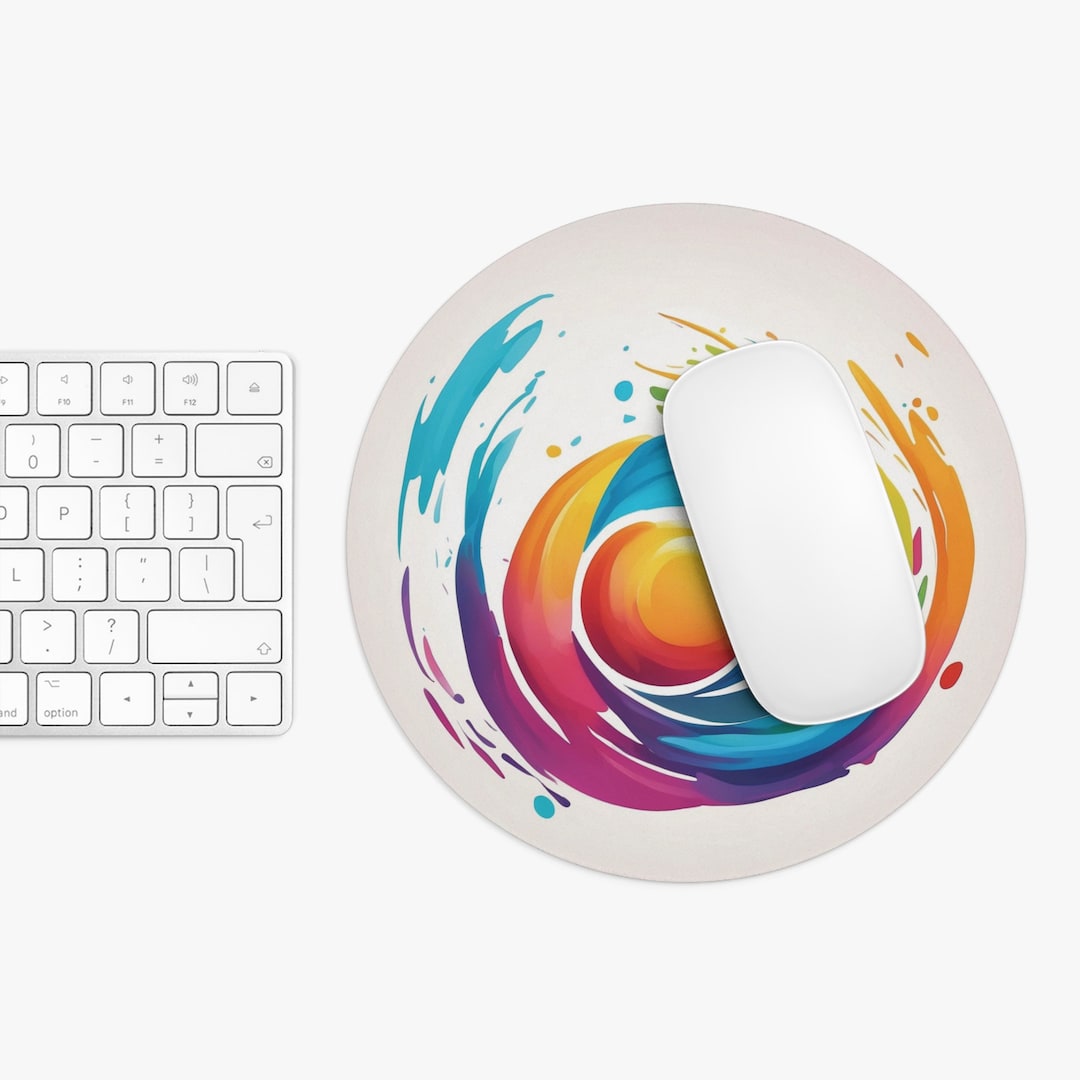 Vibrant Colorful Whirl Nature-inspired Round Mouse Pad Elevate Your ...