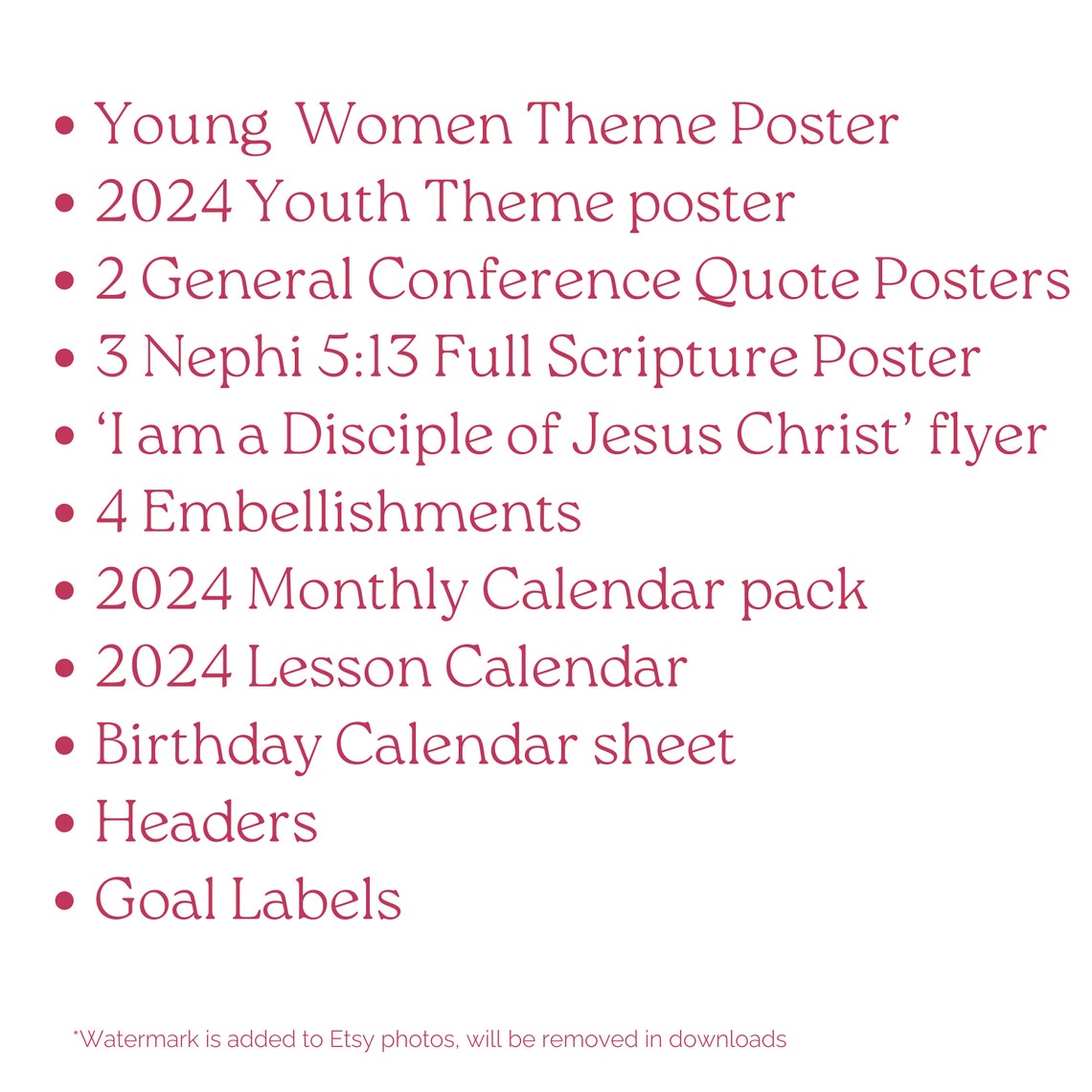 2024 Printable Come Follow Me, Young Women Bulletin Board Kit, 2024 LDS ...