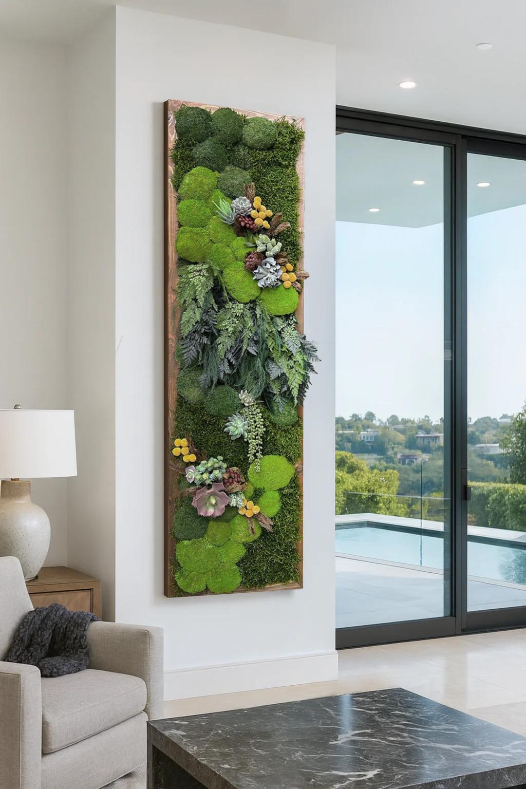 Vertical Moss Wall Panel – Wooden Frame Greenery Art, Preserved ...