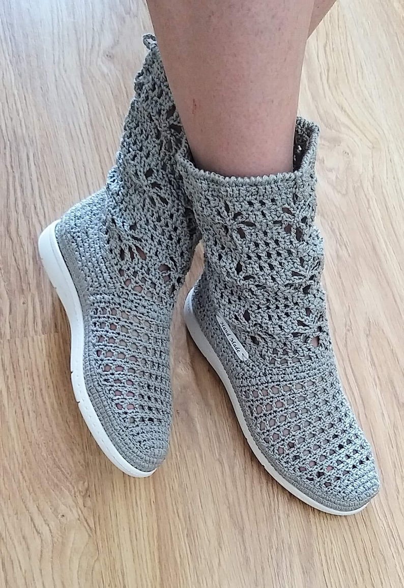Crochet Cotton Boots: Custom Handmade Lightweight Tall Boots - Etsy