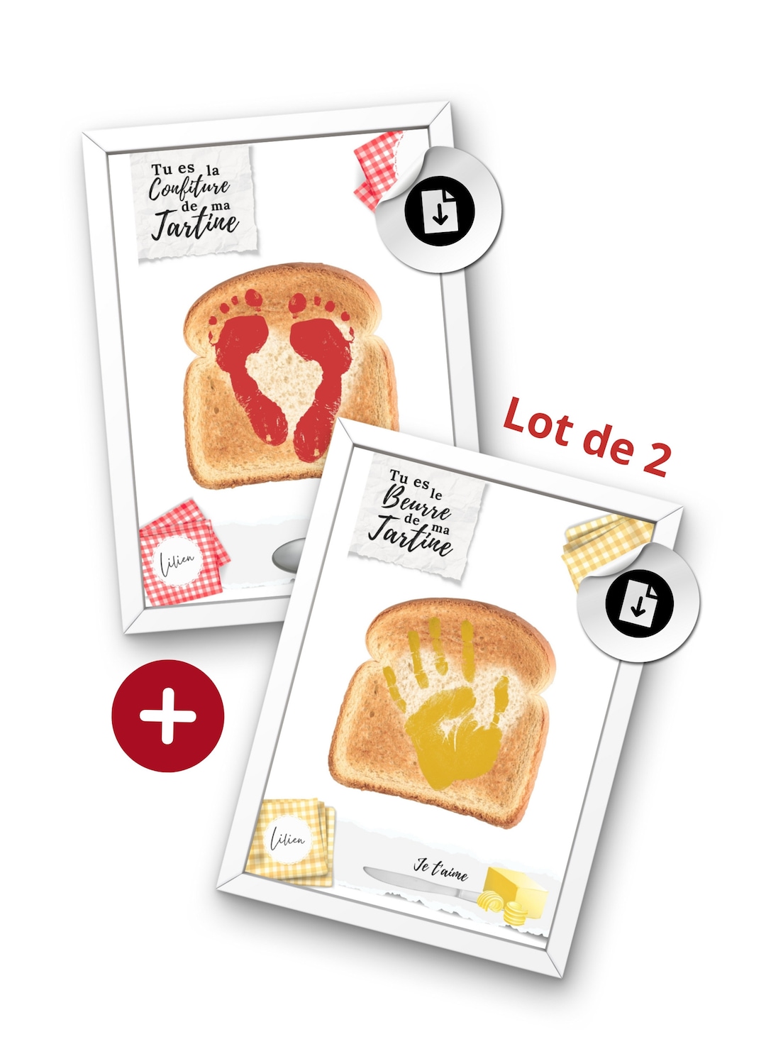 Footprint Posters Set of 2, Pdf File, Personalized Couple Gift, Baby ...