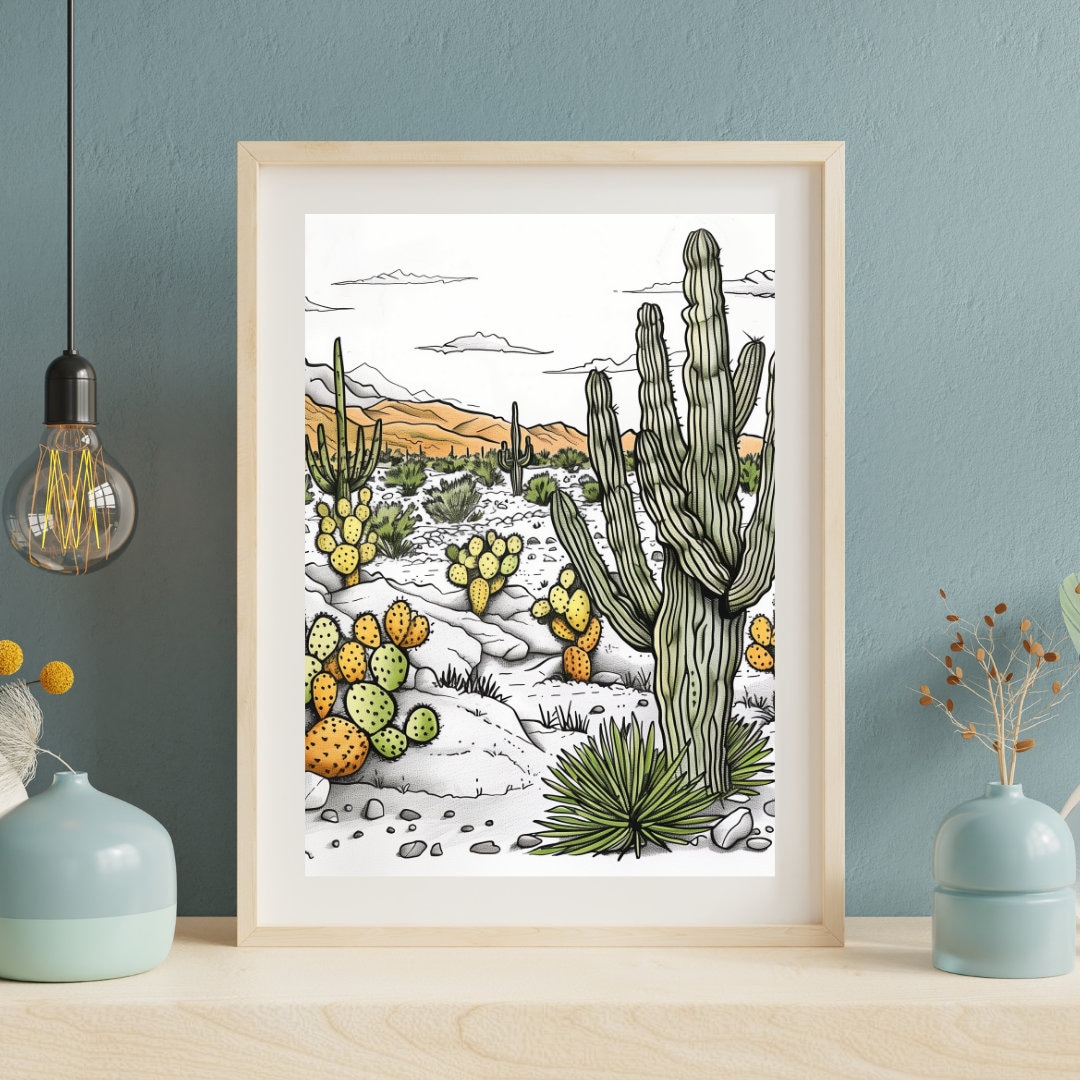 SAGUARO Cactus Art Print for Desert Lovers Western Boho Decor Cactus ...