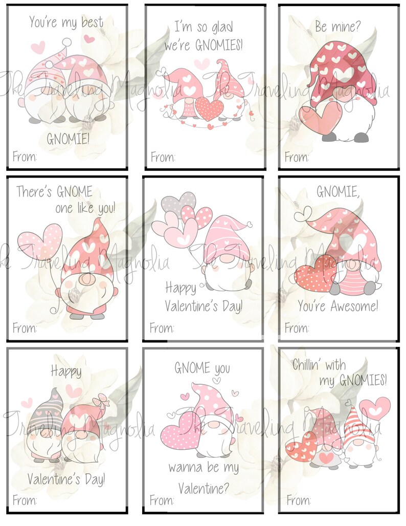 Printable Gnome Valentine's Cards - Etsy