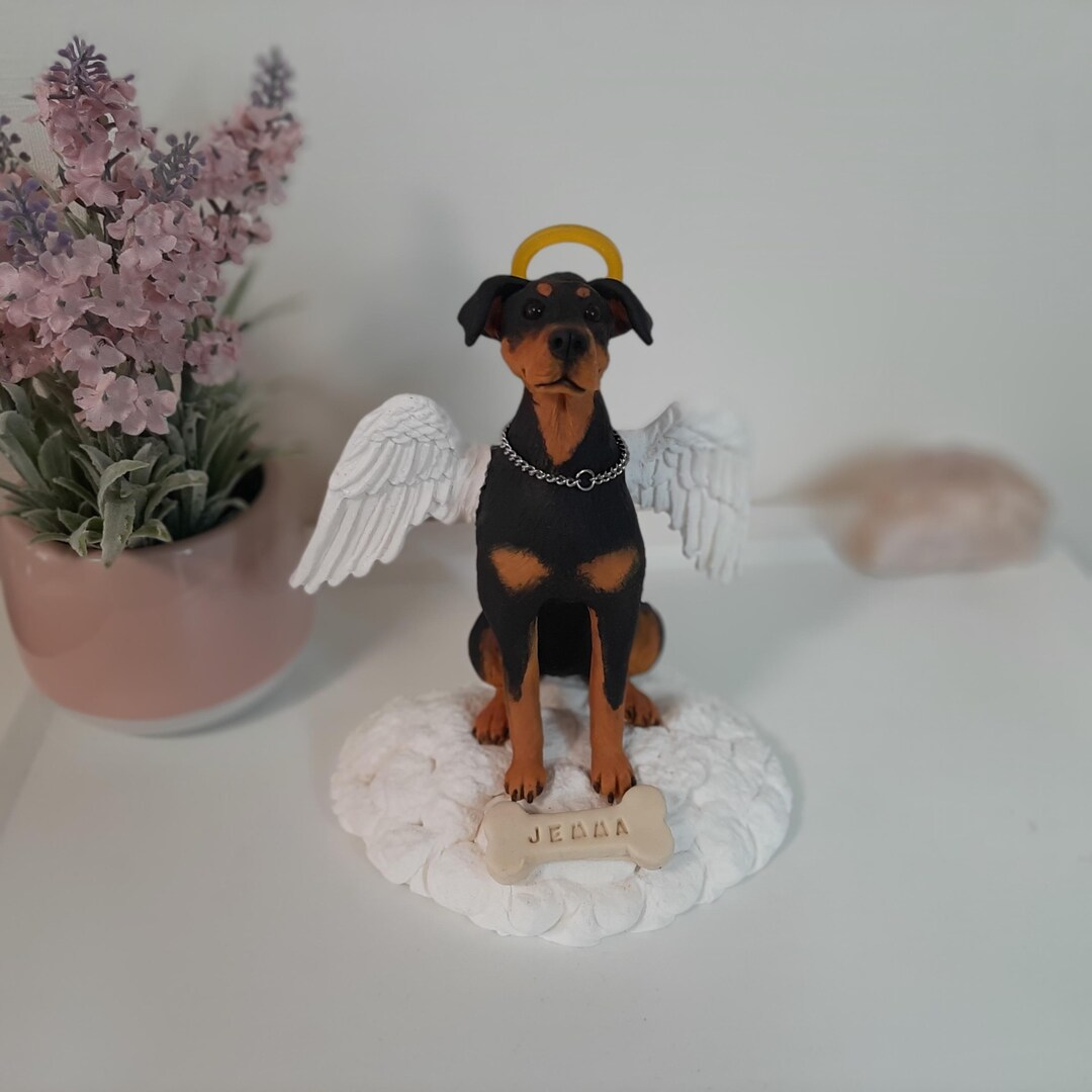 Polymer Clay Doberman,custom ANGEL DOG, Pass Away Pet Memorial, Pet ...