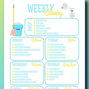Minimalist Weekly Cleaning Checklist, Housekeeping Planner (digital ...