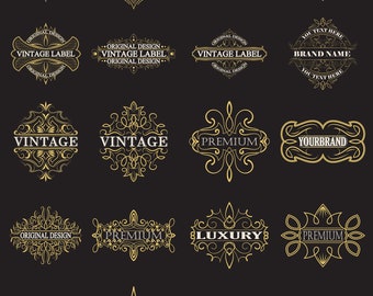 A Collection of Vintage Logos. Vintage Logos in Black Color. Logotype ...