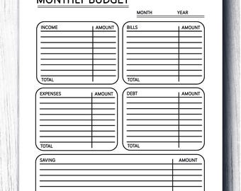 Printable Monthly Budget Planner | Financial Tracker Template (PDF) - Etsy