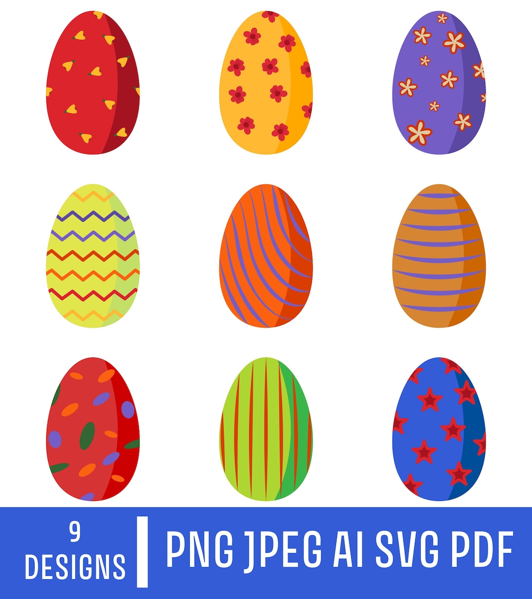 Easter Egg Bundle. Colorful Easter Eggs. Png, SVG, AI, PDF Digital ...