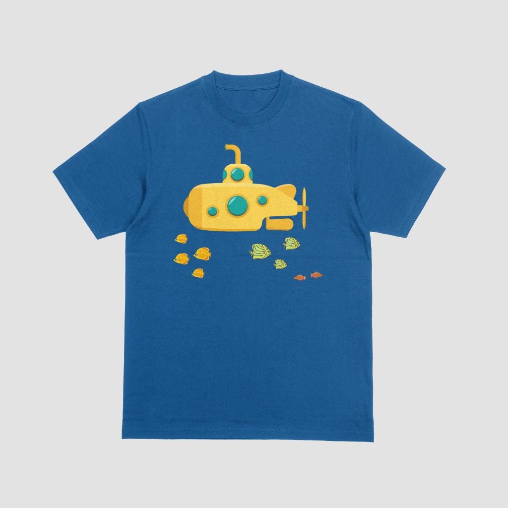 Yellow Submarine Digital Art Print. Vibrant Nautical Illustration - Etsy